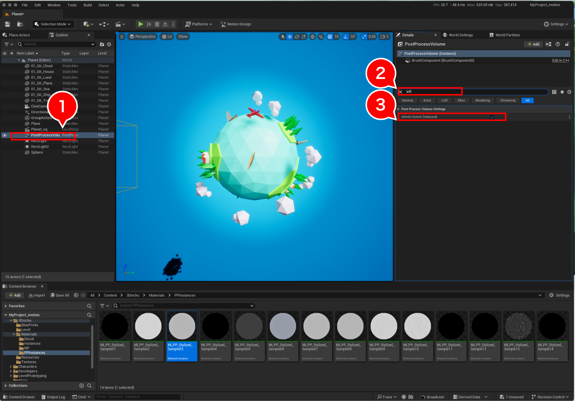 Blenderで惑星をつくってみた。 -UE5-StylizedPostProcess | bricola
